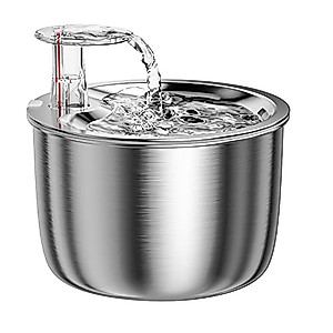 Mcacetine Cat Water Fountain Stainless Steel, Quiet Automatic Dog Water Dispenser, 2L/67oz, Adjustable Water Flow, Dog Dispenser Water Bowl, Multiple Pets Water Fountain