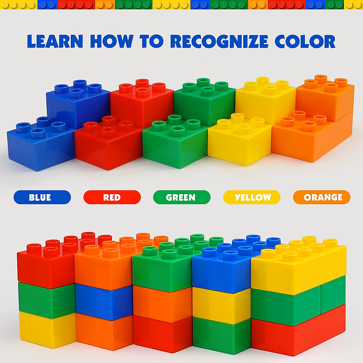 aotipol Building Blocks for Kids Toddlers Including a Baseplate, 101-piece Large Classic Building Bricks Set for Kids of All Ages, Basic STEM Toys Gift, Compatible with All Major Brands