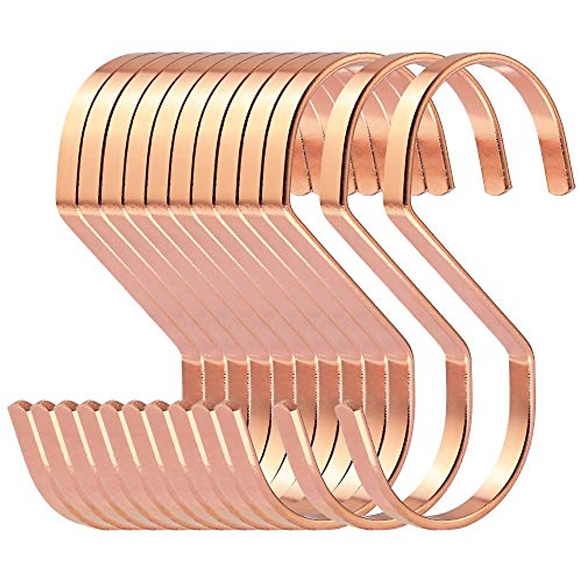 WHYHKJ 12pcs 4" Rose Gold Chrome Finish Stainless Steel Hanging Hooks Heavy-Duty S Hooks Home Storage Organizers Accessories