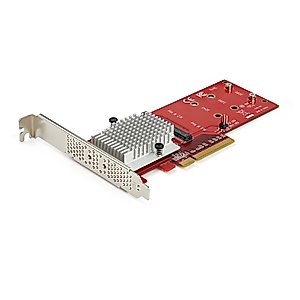 StarTech.com Dual M.2 PCIe SSD Adapter Card - x8 / x16 Dual NVMe or AHCI M.2 SSD to PCI Express 3.0 - M.2 NGFF PCIe (M-Key) Compatible - Supports 2242, 2260, 2280 - JBOD - Mac & PC , TAA (PEX8M2E2)