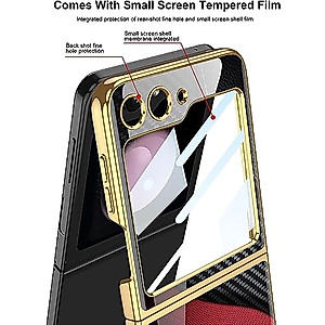 TECHY for Samsung Z Flip 5 Case Ultra-Thin Electroplated Glass Protective Cover for Samsung Galaxy Z Flip 5 Case, Golden Wings
