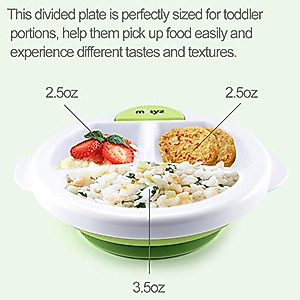 Matyz Baby Feeding Suction Warm Plate with Draining and Drying Design - Stay Put Divided Plate for Kids - Including 1 Toddler Plate and 2 Spoons - Microwave & Dishwasher Safe (Green)