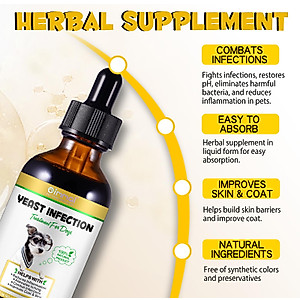 Natural Yeast Infection Treatment for Dogs, Dog Ear Infection Treatment Supports Dog Itch Relief, Dog Herbal Supplement, Helps to Support Itch Relief 2 fl oz