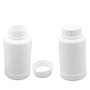 Othmro 5Pcs 8.45oz/250ml Plastic Bottles, Lab Cylindrical Chemical Reagent Bottle, Wide Mouth Laboratory Reagent Polyethylene Bottle, Sample Sealing Liquid Storage Container for Food Store White
