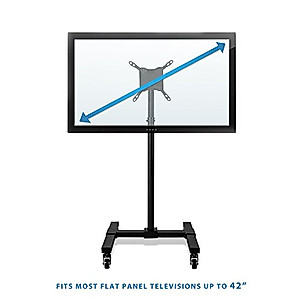 Mount-It! Mobile TV Stand with Locking Wheels | Adjustable Height Rolling Cart for 13" - 42" Flat Panel LCD LED Screens | VESA Compatible up to 200mm | Black