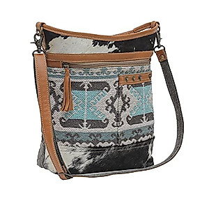 Western Leather Shoulder Bag for Women - Upcycled Canvas Crossbody Bag Isabela Fiori