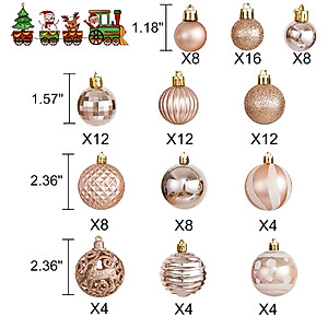 100PCS Shatterproof Christmas Tree Ball Ornaments, Assorted Baubles Set with Glitter - For Holiday Decor