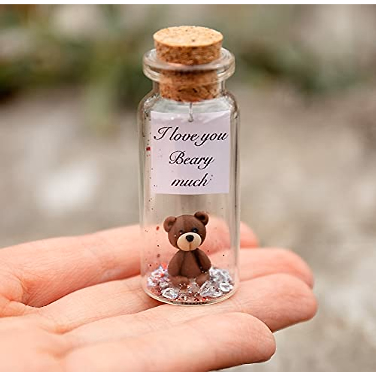 Kseniya Revta Cute Girlfriend and Boyfriend Gifts - Personalized Anniversary Present for Her Him - Custom Birthday Gift Idea for Women Men (Brown Bear - I Love You Beary Much, Gift Bottle)