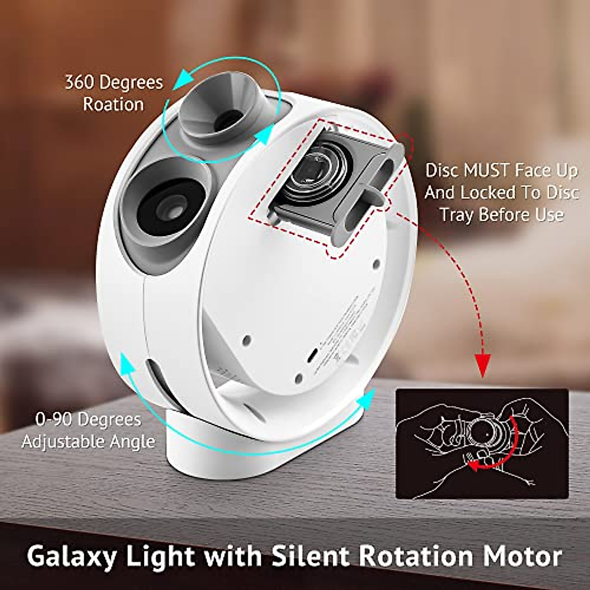 LaView Galaxy/Star Projector, Adjustable HD Projector with 130 ft² Projection Area, with Changing Nebula, Auto-Off Timer, Remote Control, for Home Decoration/Bedroom Night Light, 2 Replaceable Discs
