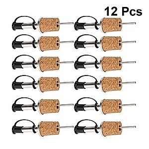 YARDWE Bottle Caps 12PCS Stainless Steel Wine Pourers Liquor Pour Spouts Set Cork Design for Wine Liquor Olive Oil Coffee Syrup Vinegar Bottles