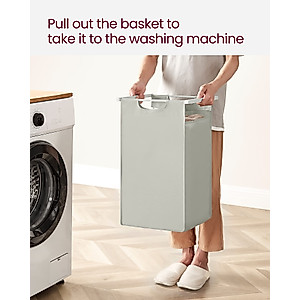 VASAGLE Laundry Hamper, Laundry Basket, Laundry Sorter with 3 Pull-Out and Removable Bags, Shelf, Metal Frame, 3 x 10 Gallons (38L), 36.4 x 13 x 28.4 Inches, White UBLH301W01