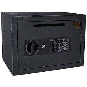 Drop Safe - Digital Safe Compact Steel Money Security Box with Keypad - Deposit Cash Easily – For Home or Business by Paragon Safe - Black