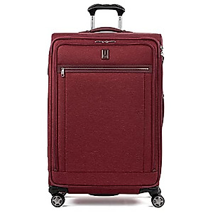 Travelpro Platinum Elite Softside Expandable Checked Luggage, 8 Wheel Spinner Large Suitcase, TSA Lock, Men and Women, Bordeaux Red, Checked Large 29-Inch