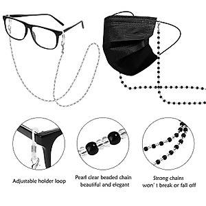 ONESING 4PCS Eyeglass Chain Sunglasses Strap Holder Elegant Reading Glass Cords Lanyard Necklace Eyewear Retainer Metal Long Necklace Accessories with Rubber Ends for Women Men