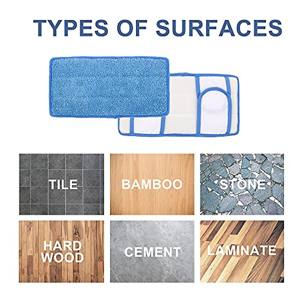 Reusable Pads Compatible with Swiffer Sweeper & All 10-12 Inch Flat Mop, Wet Dry Cleaning Pads for All Hard-Floor, Reusable & Washable Sweeper Refills - 2pack