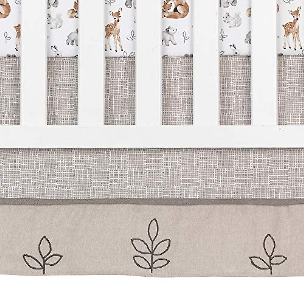 Lambs & Ivy Painted Forest 4-Piece Crib Bedding Set - Gray, Beige, White