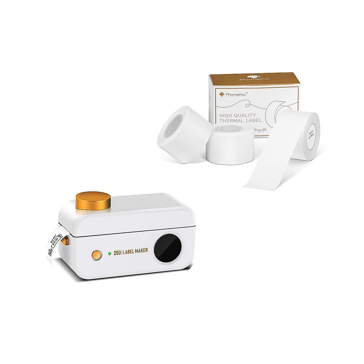 Phomemo D50 Label Maker with 3 Rolls Transparent Adhesive Label 24mm*6mm