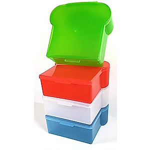 Regent Food Storage Sandwich Containers, Set of 4. - 2.5 cups 20 oz 560 ml - Red, Blue, White, and Green. Great for Meal Prep and Lunch Boxes - BPA Free, Reusable.