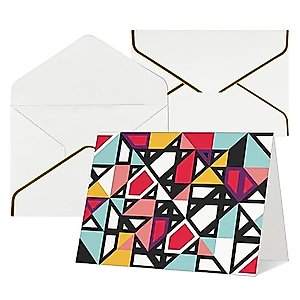 Vintage Colorful Square Triangles Diamond Thank You Cards With Envelopes, Blank Greeting Note Cards With Envelopes Blank Inside, Funny Birthday Cards For Women Men, Thank You Card For Wedding Business,Graduation