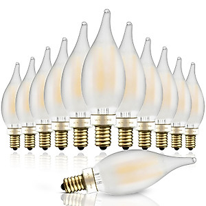 Hizashi LED Frosted Candelabra Light Bulbs, E12 LED Bulb 40W Equivalent, Dimmable 2700K Warm White, Chandelier Light Bulbs, 90+CRI, 450LM, Flame Tip CA10, UL Listed, 12 Pack