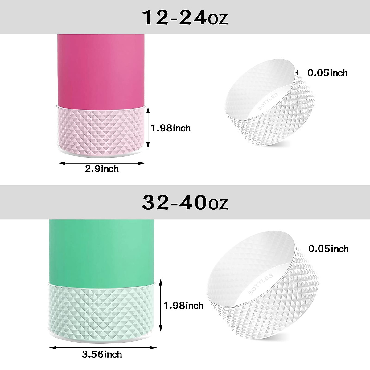 WUQID Water Bottle Boot, Diamond Silicone Boot Compatible with Stanleyy Tumbler 20-40oz & Hydroo Flask Bottle 12oz-24oz, Reduces Dents Sleeve Cover for More Bottles/Tumblers Bottom of 2.83-2.95in