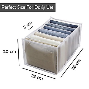 wardrobe clothes organizer | (2PCS) 7 Grids Foldable Visible closet organizers and storage | Portable Storage Containers for T-shirt, Legging, Skirts, Jeans, Kid Clothes |Washable drawer organizers for clothing storage (White）