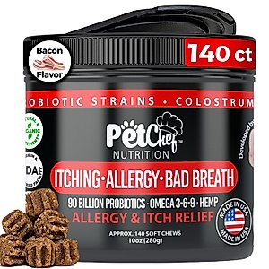 Pet Chef Allergy Defender - Natural Dog Allergy Relief Chews - Effective Medicine for All Dog Allergies, Environment & Household Irritant Prevention - Safe & Strong Dog Allergy Supplements for Dogs
