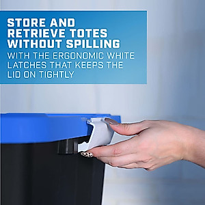 27 Gallon Heavy Duty Latching Plastic Storage Bin Container, Durable Stackable Storage Container With Lid Plastic Storage Box Tote Crate for Garage Storage, Moving Boxes, Black, Set of 4