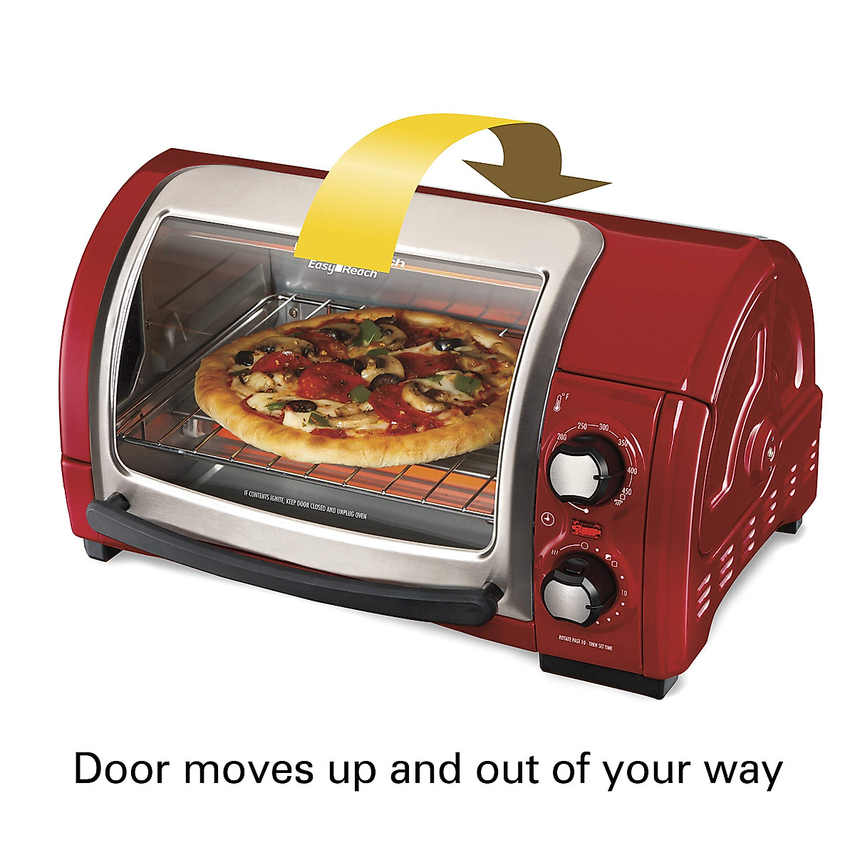 Hamilton Beach Easy Reach Countertop Toaster Oven, 4-Slices, Red (31337D)