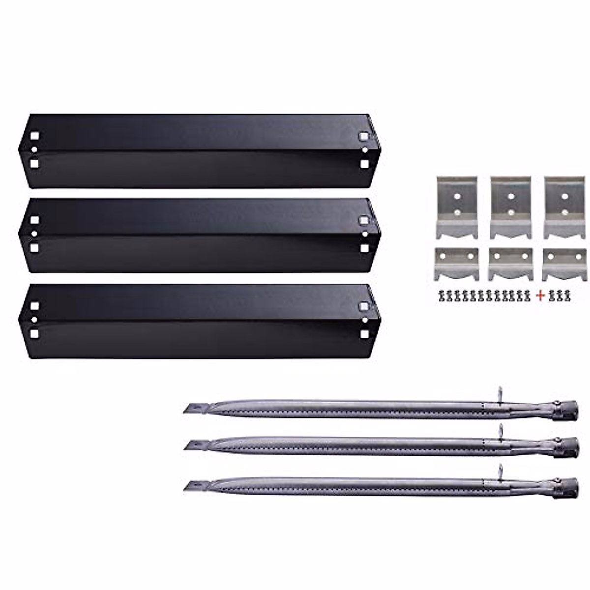 Htanch PN5051 (3-Pack) SA5051 (3-Pack) 18 15/16" Heat Plate and Burner and Hanger Brackets Replacement Parts for Chargriller 3001 3008 3030 4000 5050 5072,5252, 5650,4208 King Griller 3008