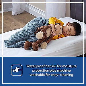 Sealy Allergy Protection Plus Waterproof Fitted Toddler Bed and Baby Crib Mattress Pad Cover Protector, Noiseless, Machine Washable and Dryer Friendly, 52" x 28" - White