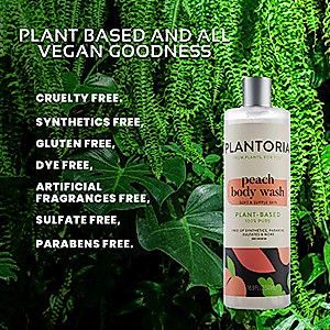 Plantoria Peach Body Wash | Plant Based Pure Natural Bodywash for Women & Men | Antioxidant Rich Body Skin Care Products With Deionized Water, Peach, Sweet Almond & Cactus | High in Vitamin A & C