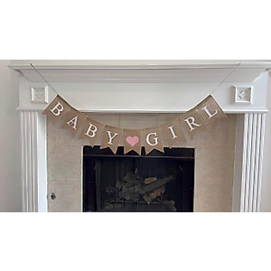 Shimmer Anna Shine Baby Girl Burlap Banner for Baby Shower Decorations and Gender Reveal Party (Light Pink Heart)