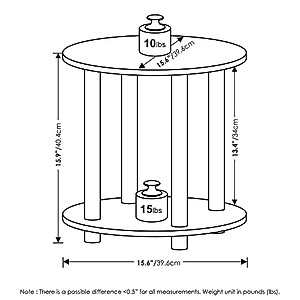 Furinno Turn-N-Tube 2-Tier Round Wooden End Table, Amber Pine