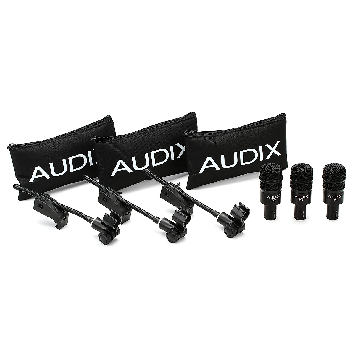 Audix D2 Trio Dynamic Microphone 3-pack for Kick Drums, Toms, and Bass Instruments