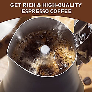 Alocs Stovetop Espresso Maker, Italian Coffee Maker Moka Pot for Classic Mocha & Cuban Coffee, Stainless Steel Greca Coffee Maker, Cafeteras, Brews 9 Espresso Cups (15.2 Oz) in Stylish Black