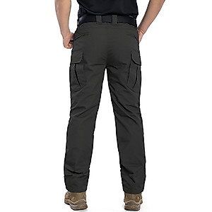 NAVEKULL Men's Outdoor Tactical Pants Rip Stop Lightweight Waterproof Military Combat Cargo Work Hiking Pants Black