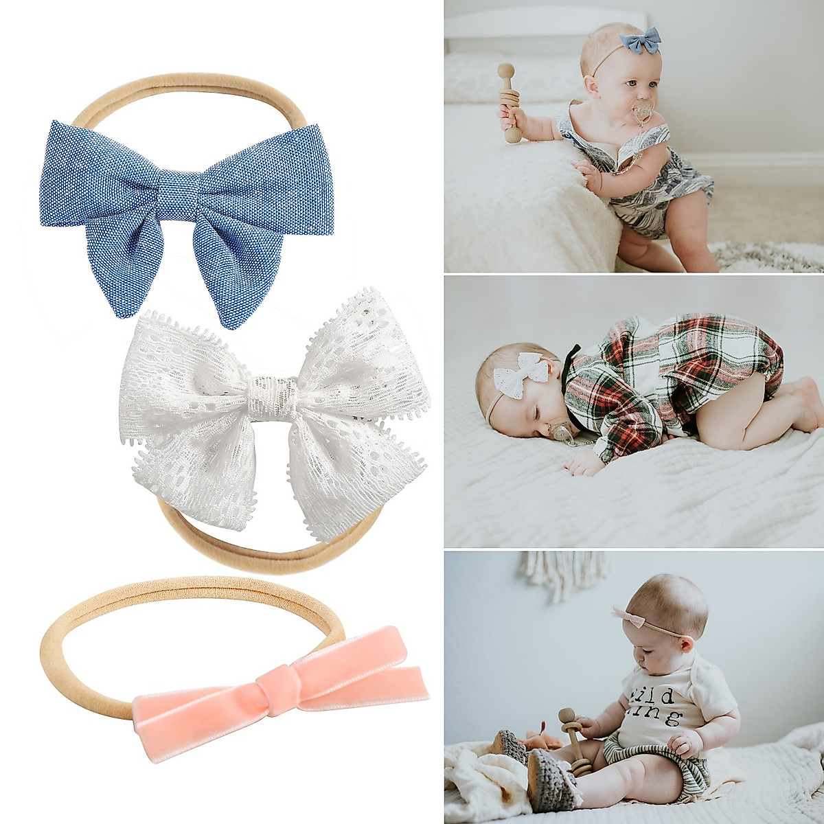 MiiYoung Baby Girl Headbands and Bows, Newborn Infant Toddler Hair Accessories