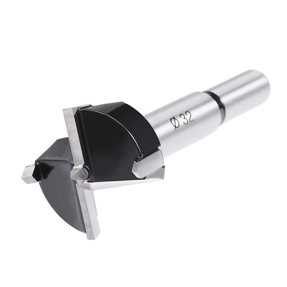 uxcell Forstner Drill Bits 32mm, Tungsten Carbide Wood Hole Saw Auger Opener, Woodworking Hinge Hole Drilling Boring Bit Cutter (Black, Silver Tone)