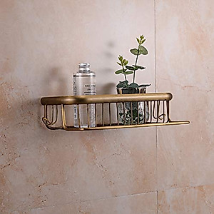 VINSNI Antique Brass Shower Shelf Bathroom Shelf Shower Organizer Basket Wall Mounted