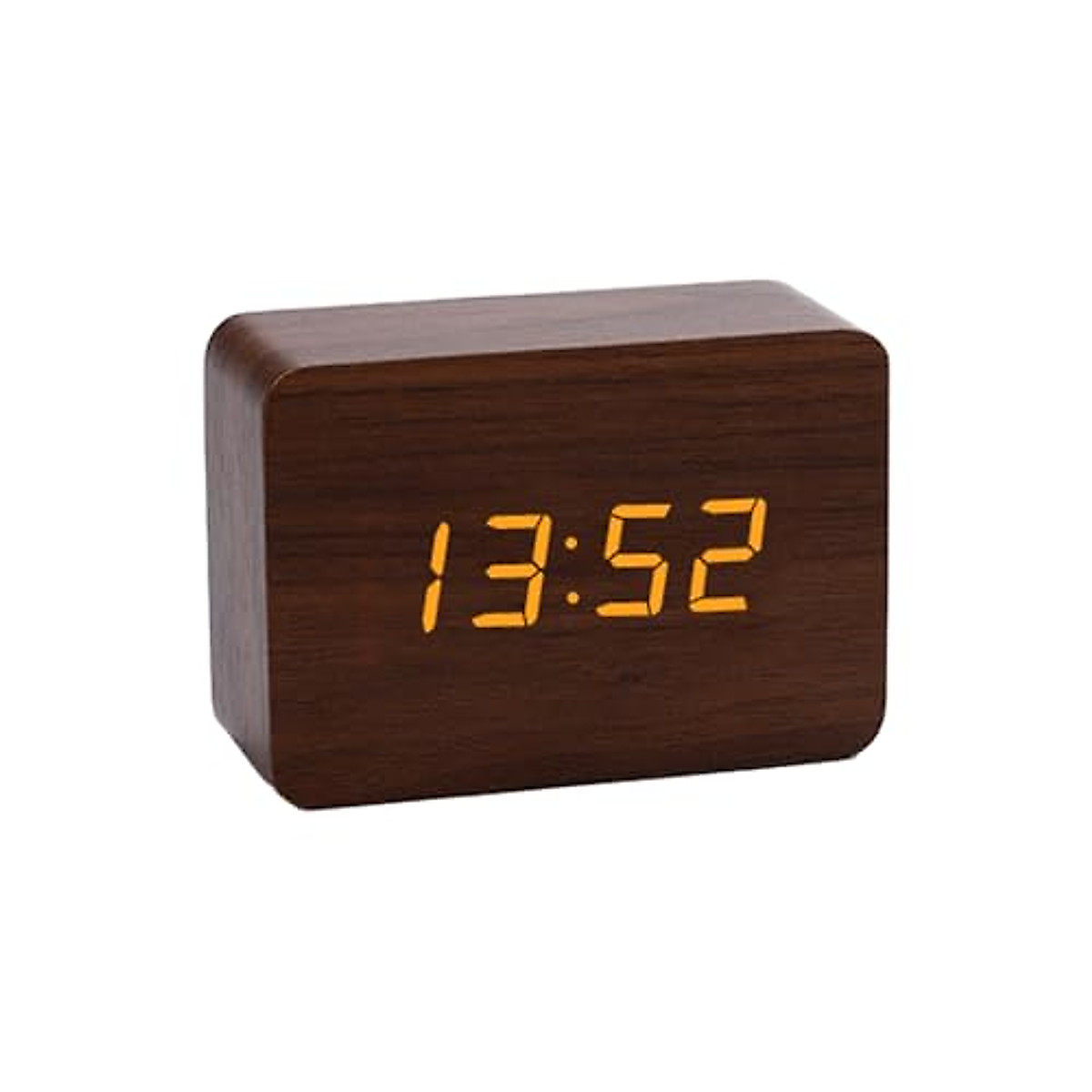 Electric Bedside Alarm Clock, Wooden Loud Alarm Clock, Desk Alarm Clock with 2 to 3 Alarm Setting, Large Display Wooden Led Alarm Clock, Voice Control Smart Led Digital Clock for Bedside Bedroom Desk