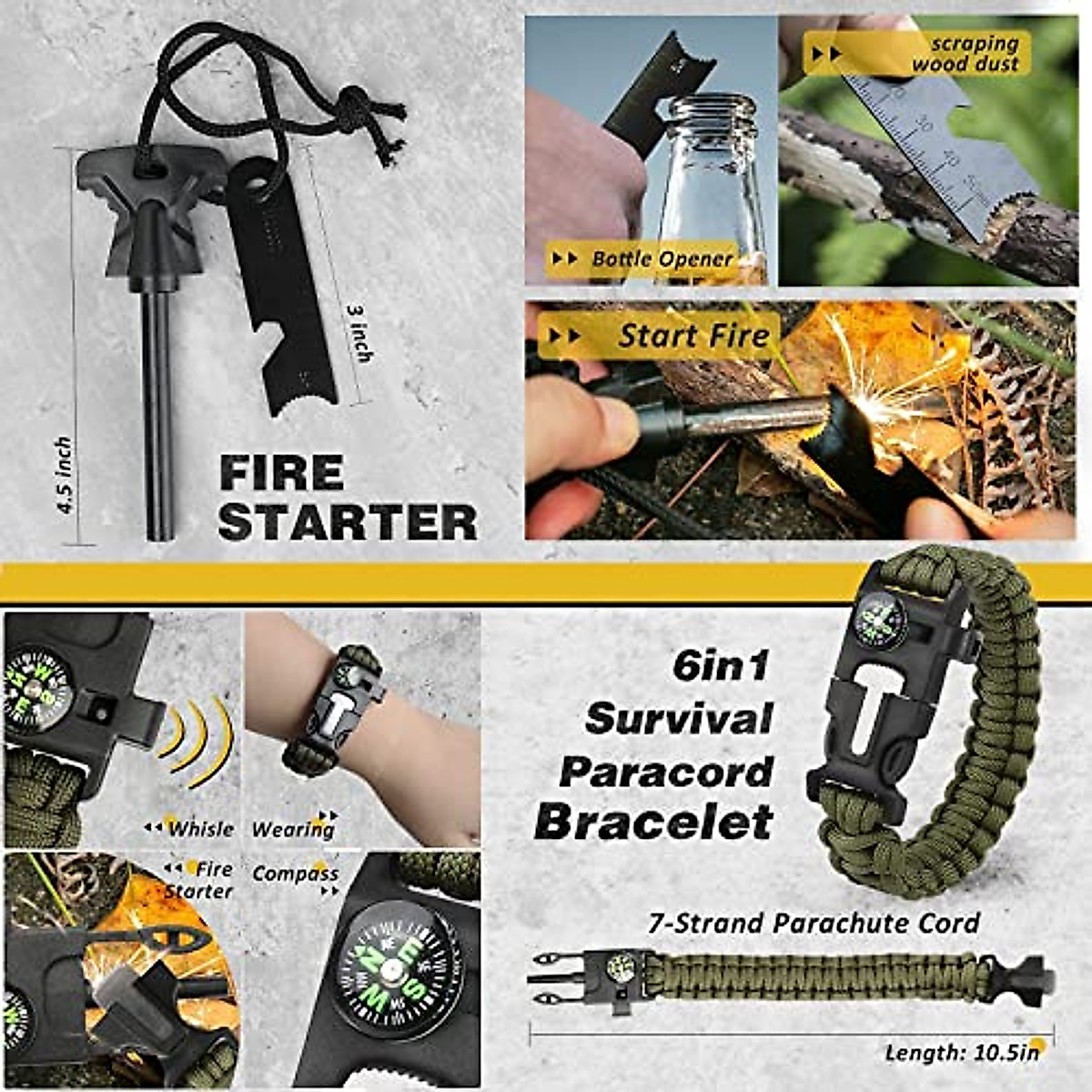 Gifts for Men Dad Husband, Survival Gear and Equipment 12 in 1, Survival Kit,LED Magnetic Pickup Tools for Men,Cool Gadgets Stuff for DIY Handymen Car