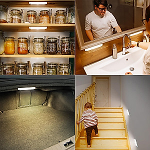 LUXSWAY LED Motion Sensor Light Indoor, Dimmable Under Cabinet Lights, Manual ON/Off, Battery Operated Closet Lighting Bar, Shelf Light, Stick-on Anywhere Night Lighting for Kitchen Wardrobe Pantry