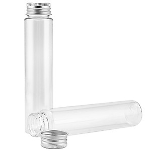 PINGEUI 40 Pack 140 x 30mm Plastic Test Tubes with Screw Caps, 110ml Test Tubes Clear Plastic Test Tubes for Bath Salt, Candy Containers for Parties, Wedding, Christmas, and Halloween