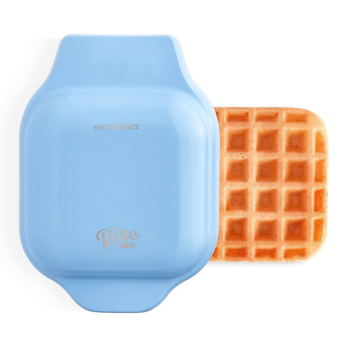 Rise by DASH Mini Waffle maker non stick surface cooks in minutes 4 inch waffles (Blue), Blue/Red