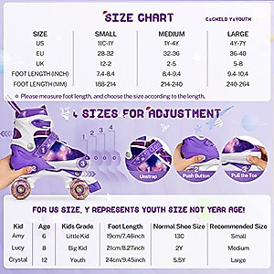 Gonex Roller Skates for Girls Kids Boys Women with Light up Wheels and Adjustable Sizes for Indoor Outdoor (Purple, L - Youth (4Y-7Y US))