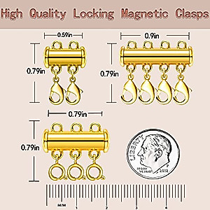 OHINGLT Necklace Layering Clasps Slide Lock Clasp Necklace Connector Multi Strands Slide Tube Clasps