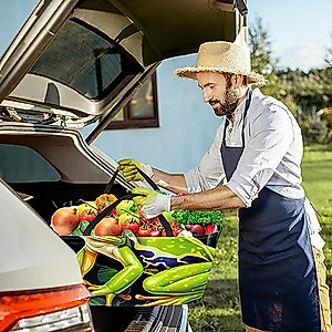 Reusable Grocery Bags Boxes Storage Basket, Red Eye Frog Pattern Collapsible Utility Tote Bags with Long Handle