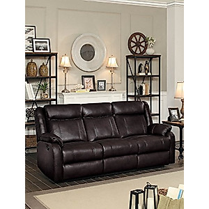 Homelegance Jude 82" Manual Leather Gel Reclining Sofa, Brown
