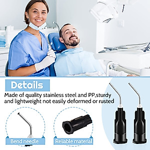 300 Pieces 20 Gauge Bent Dispensing Tips Black Blunt Tip Dispensing Needles Dental Pre Bent Flow Dispensing Needle Tips Disposable Dental Pre Bent Irrigation Needle Tips for Oil or Glue Applicator